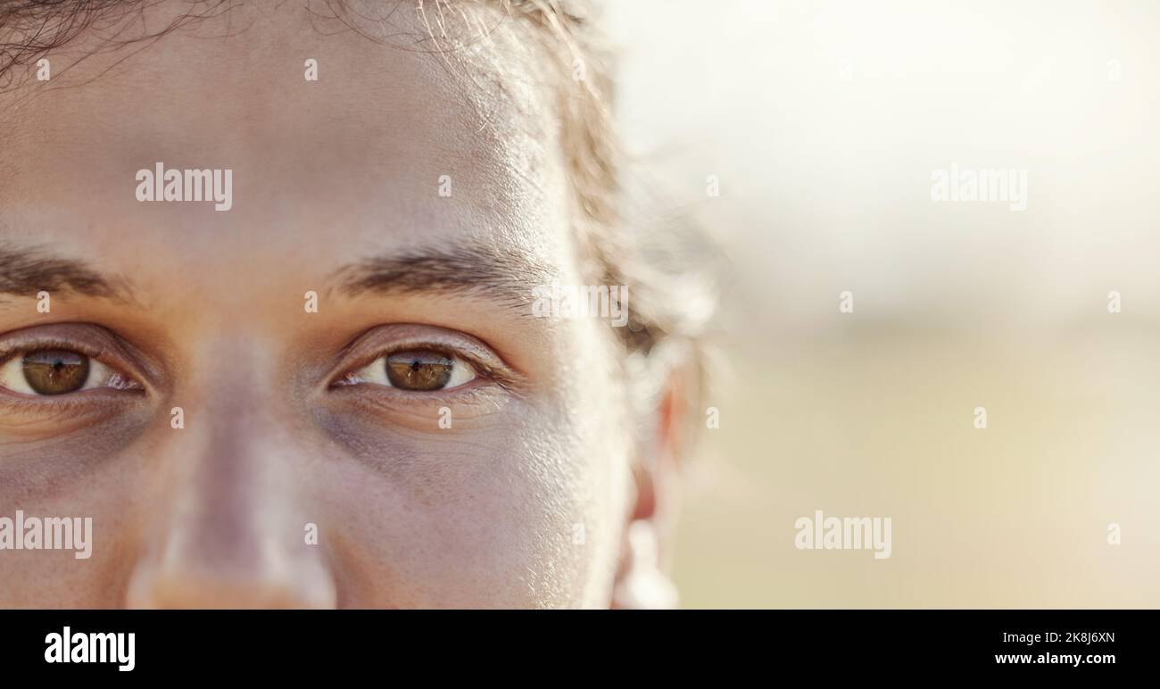 Face portrait of serious man with focus, determined mindset and ready ...