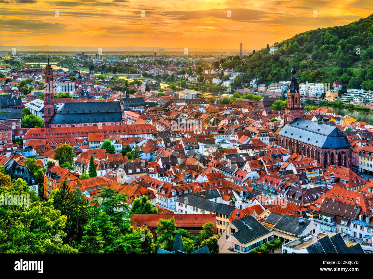 Skyline of Heidelberg at sunset in Baden-Wuerttemberg, Germany Stock Photo - Alamy