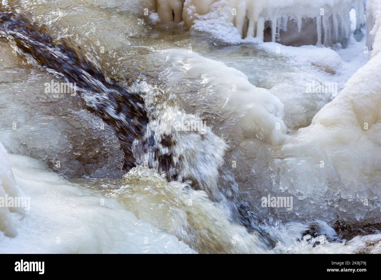 Water flowing in the ice Stock Photo - Alamy