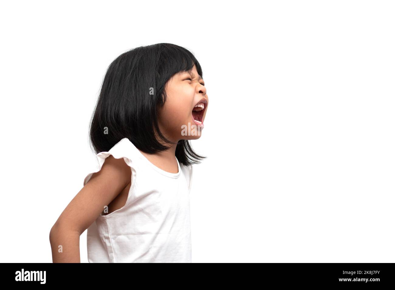 Portrait of angry emotional Asian girl screaming and frustrated ...