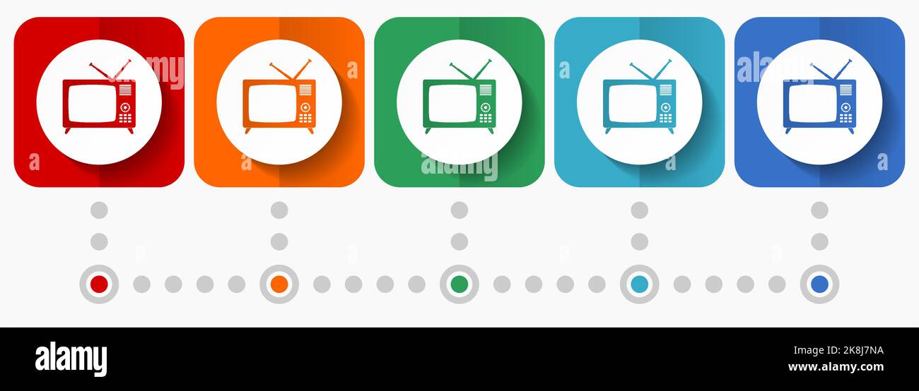 Retro television, tv and video screen vector icons, infographic ...