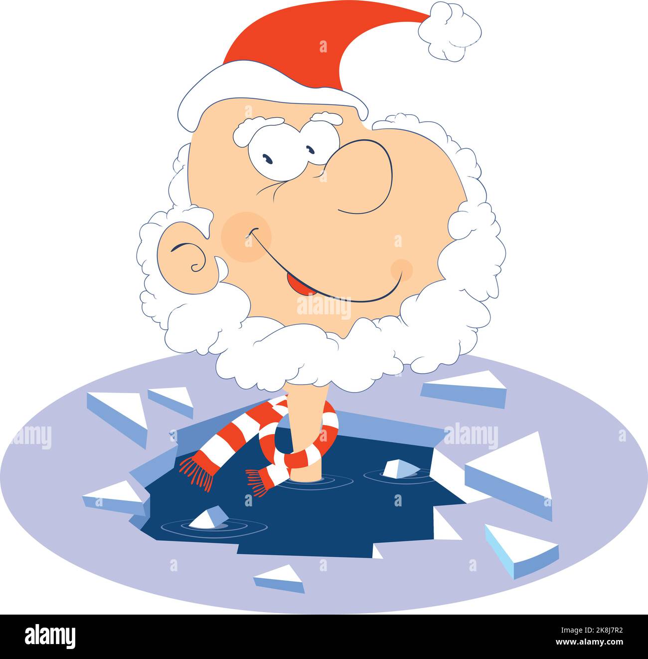 Santa Claus winter swimming illustration. Santa Claus swimming in the ...