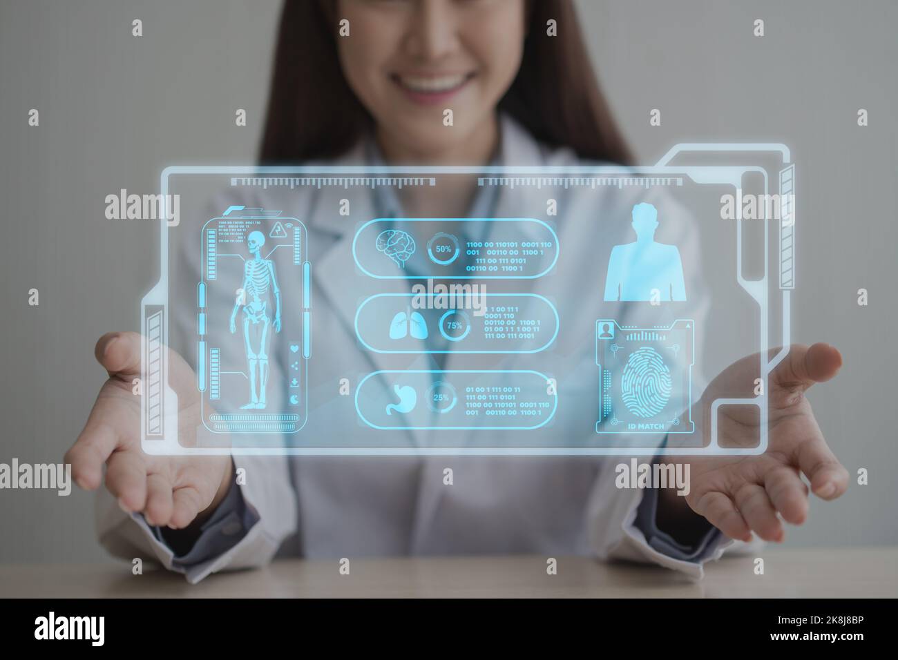 Asian doctor is online visiting with a patient on the internet ...