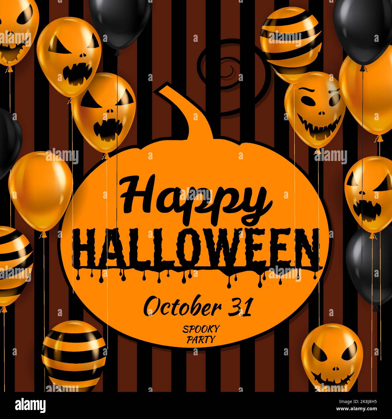 Happy Halloween background, banner with Balloons air realistic. Scary ...