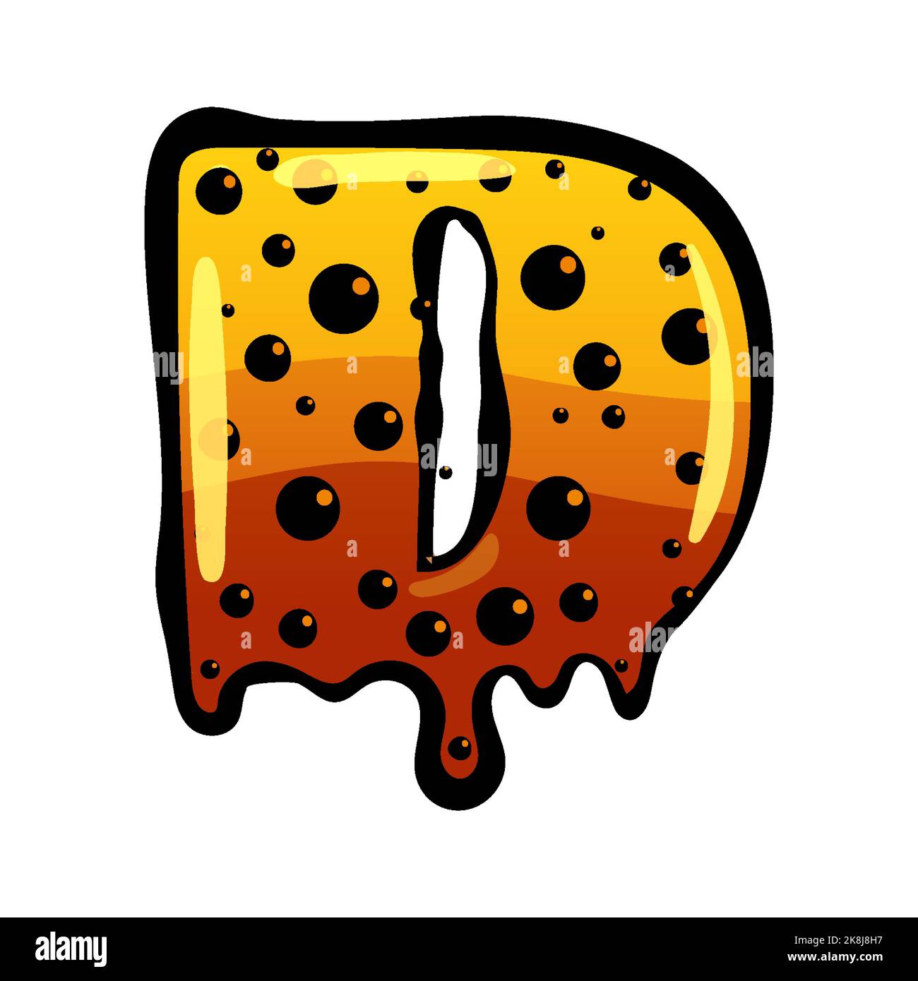 Halloween font letter D latin alphabet. Orange bubbling colorful spooky ...