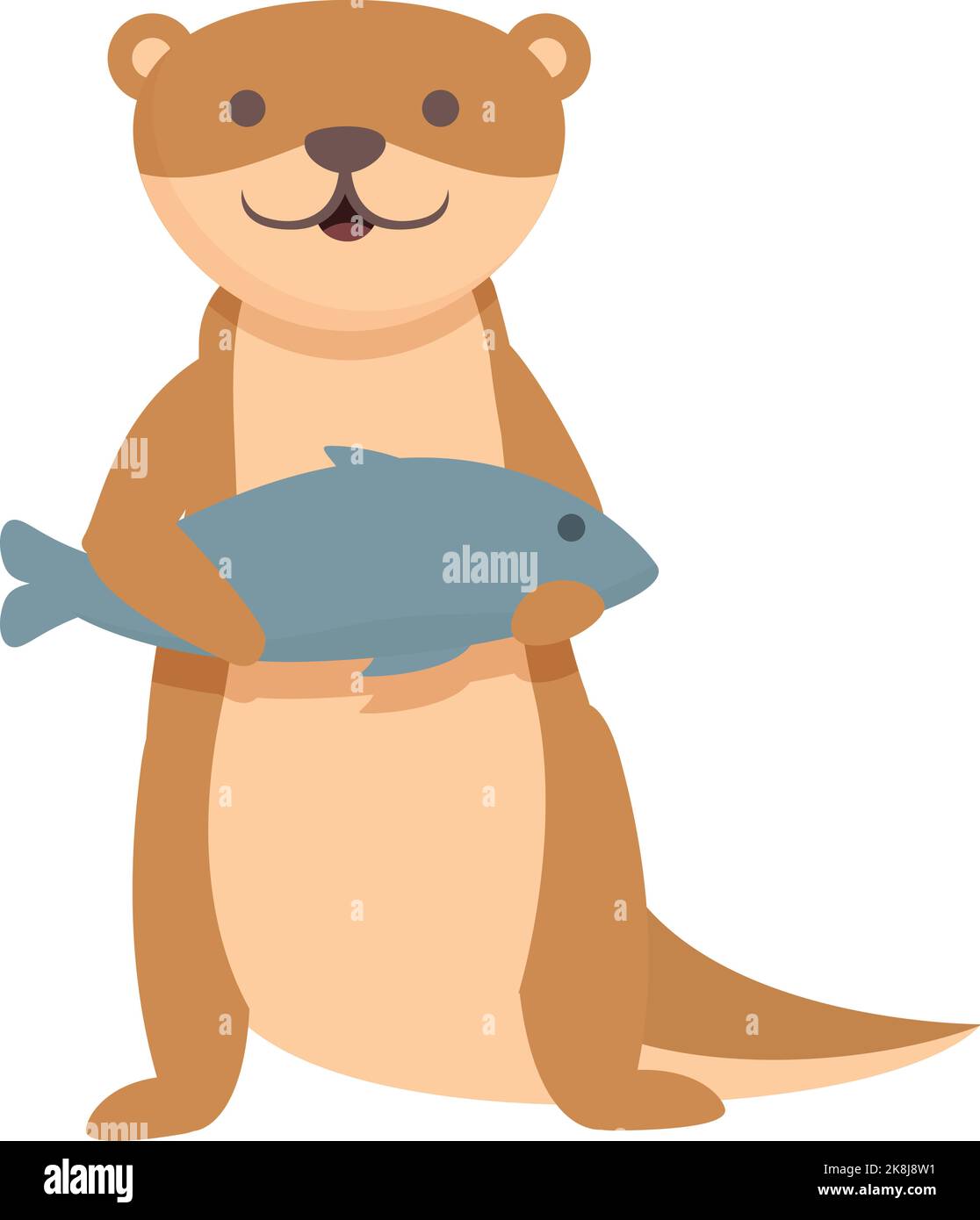 Weasel with fish icon cartoon vector. Cute animal. Funny ferret Stock ...