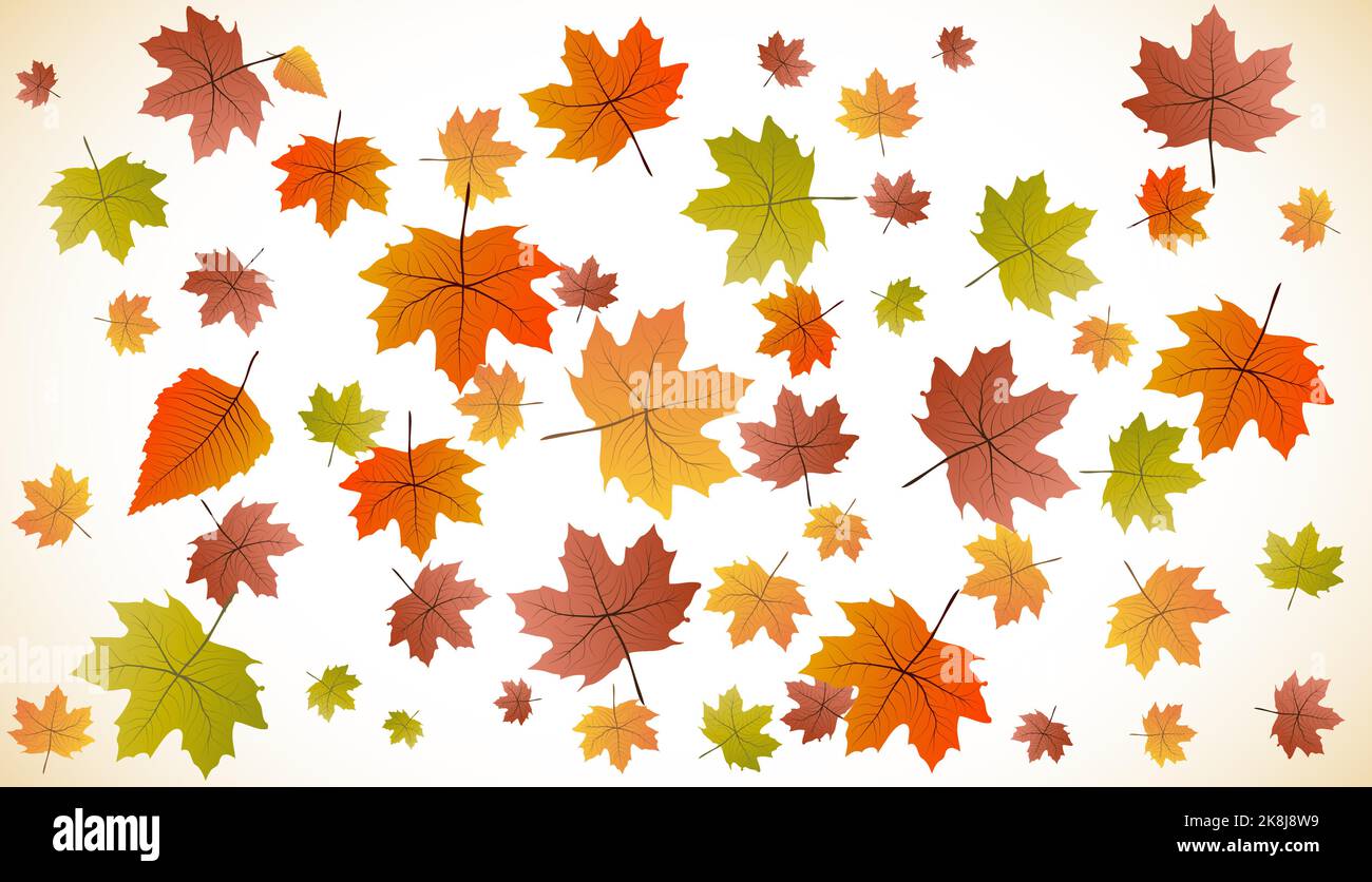 Autumn drawing background. Dead leaves falling. Vector illustration ...