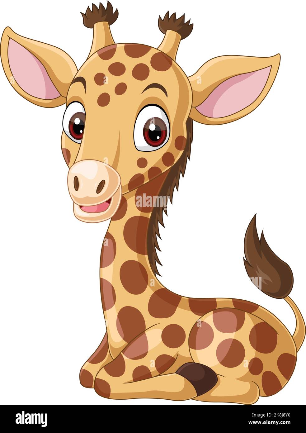 Cartoon funny little giraffe sitting Stock Vector Image & Art - Alamy