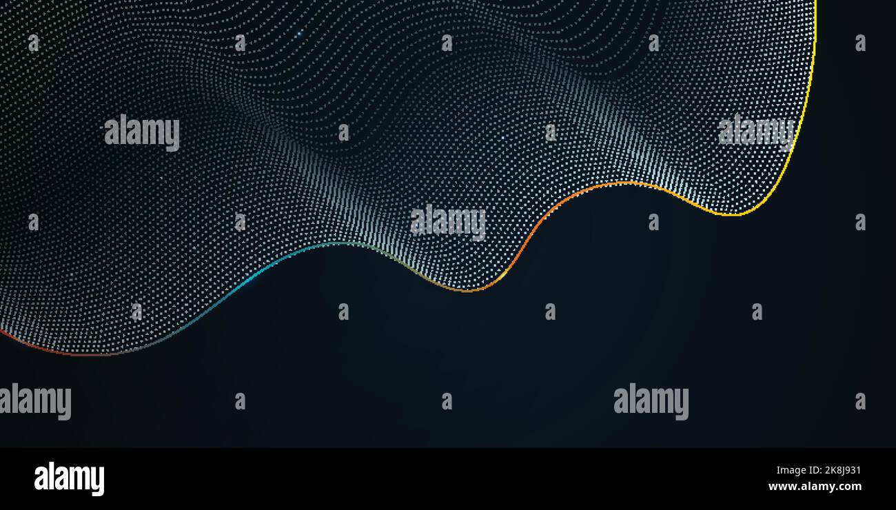 Wave colorful abstract background with flowing particles, Digital ...