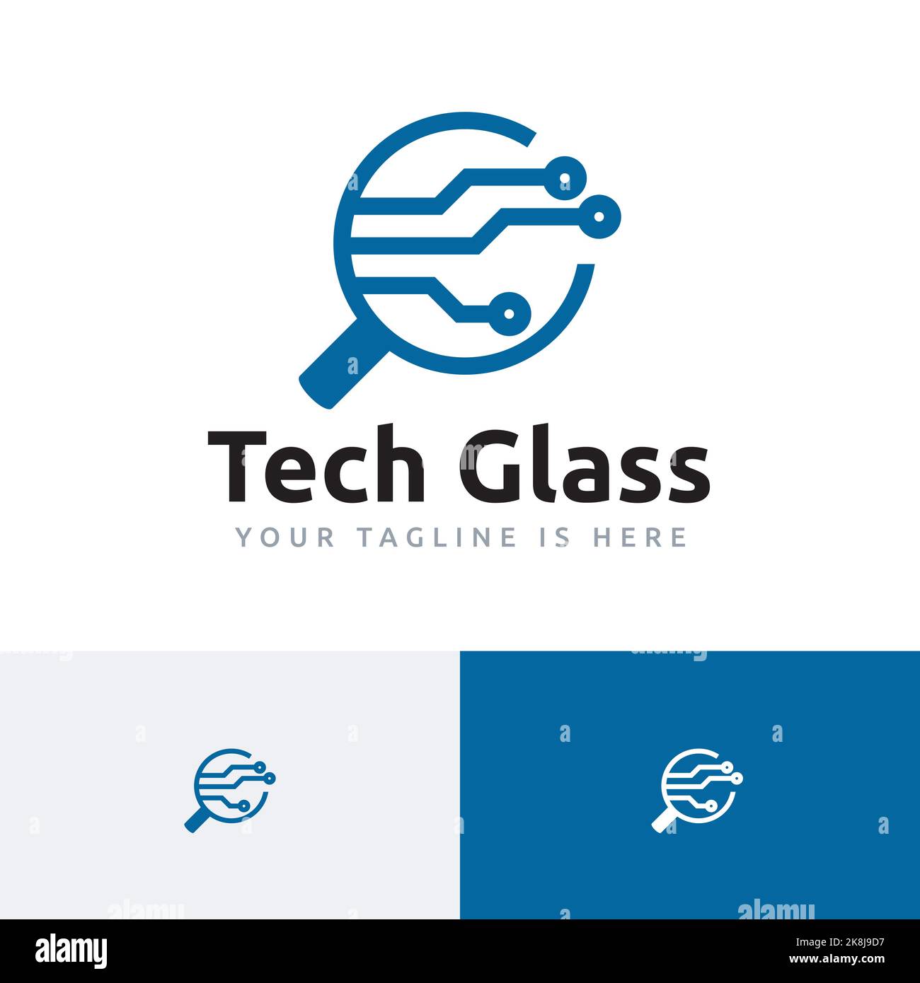 Magnifying Glass Circuit Electronic Computer Technology Logo Stock ...