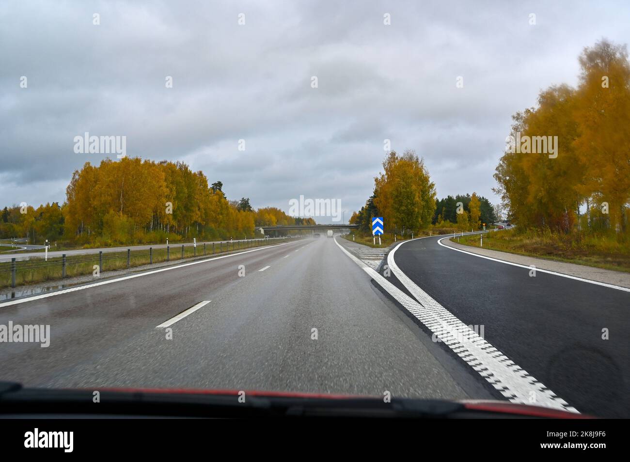 slip road away from highway near Orebro Sweden Stock Photo - Alamy