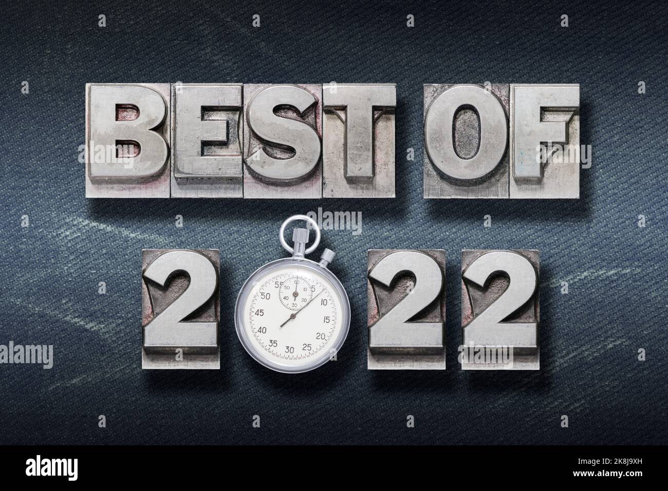 best of 2022 phrase made from metallic letterpress on dark background ...