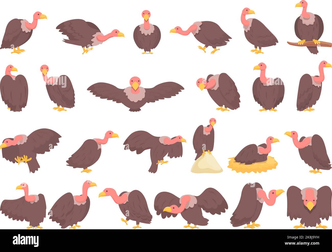 Vulture icons set cartoon vector. Animal bird. Africa prey Stock Vector ...
