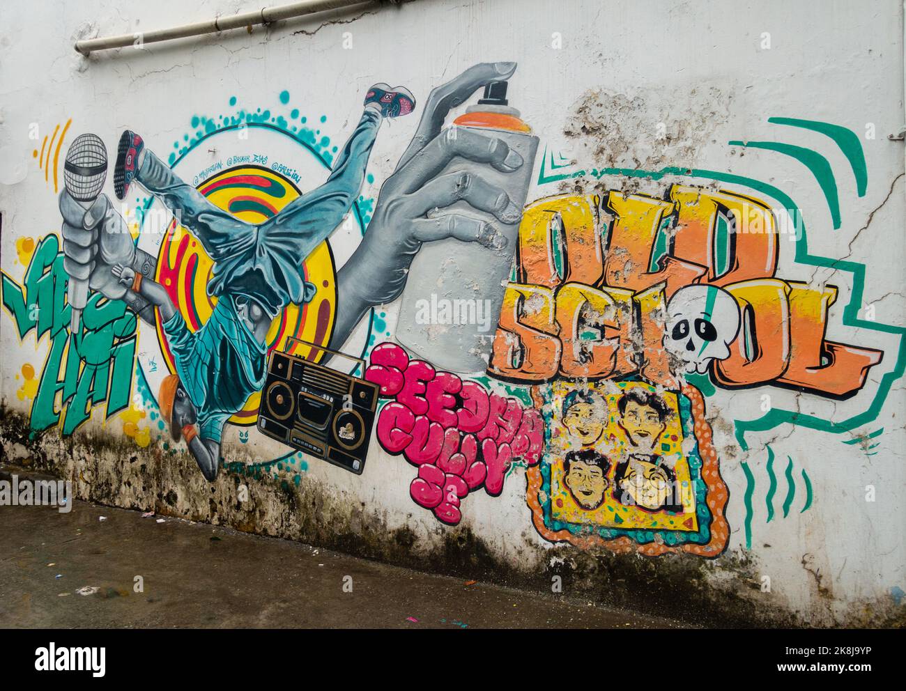 January 19th 2022 Dehradun City India. A colorful wall graffiti ...
