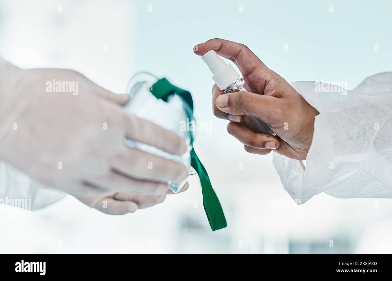 Nothing goes un-sanitised. two healthcare workers disinfecting ...