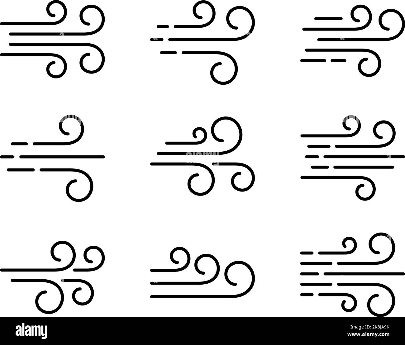 Wind blow line icon. Air flow flat sign. Symbol of windy weather ...