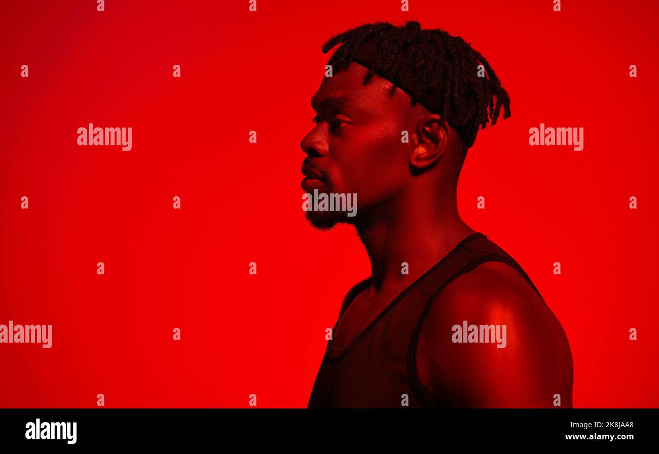 Becoming stronger starts in your head not the gym. Red filtered shot of ...