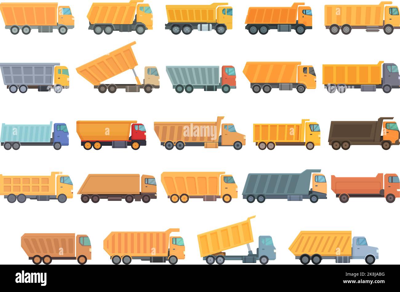 Car tipper icons set cartoon vector. Car truck. Tipper container Stock ...