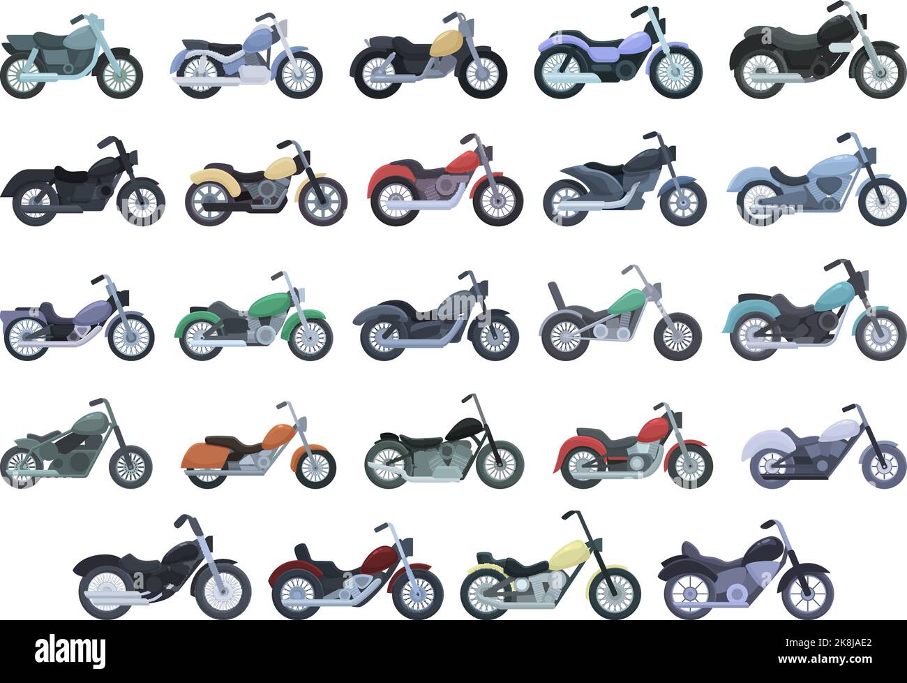 Chopper icons set cartoon vector. Moto ride. Bike motorcycle Stock ...
