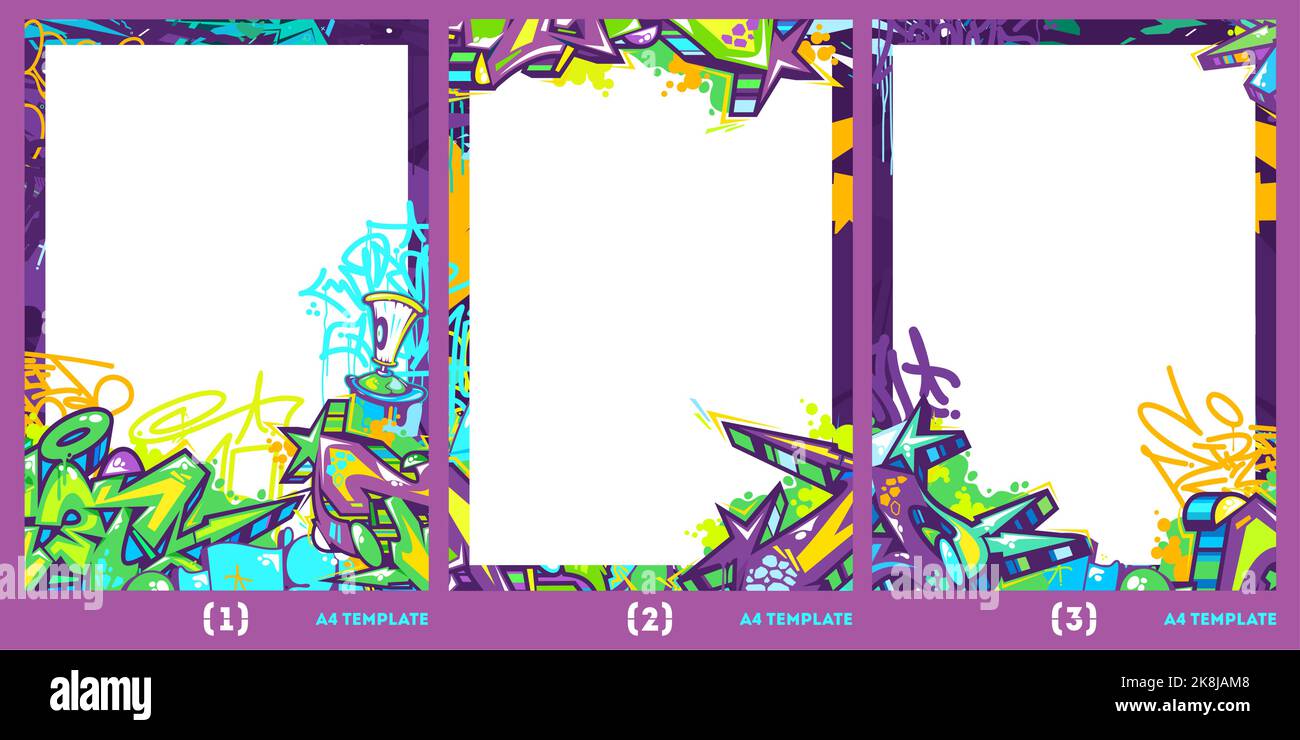 Cool Colorful Abstract Urban Graffiti Style A4 Poster Vector ...