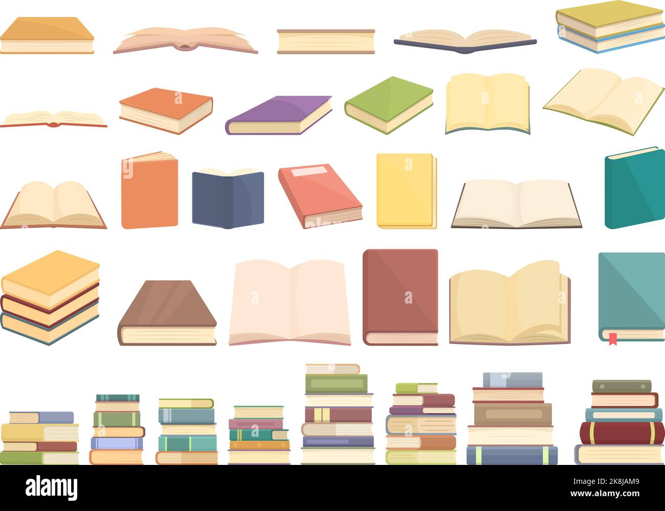 Book publication icons set cartoon vector. School library. Read ...