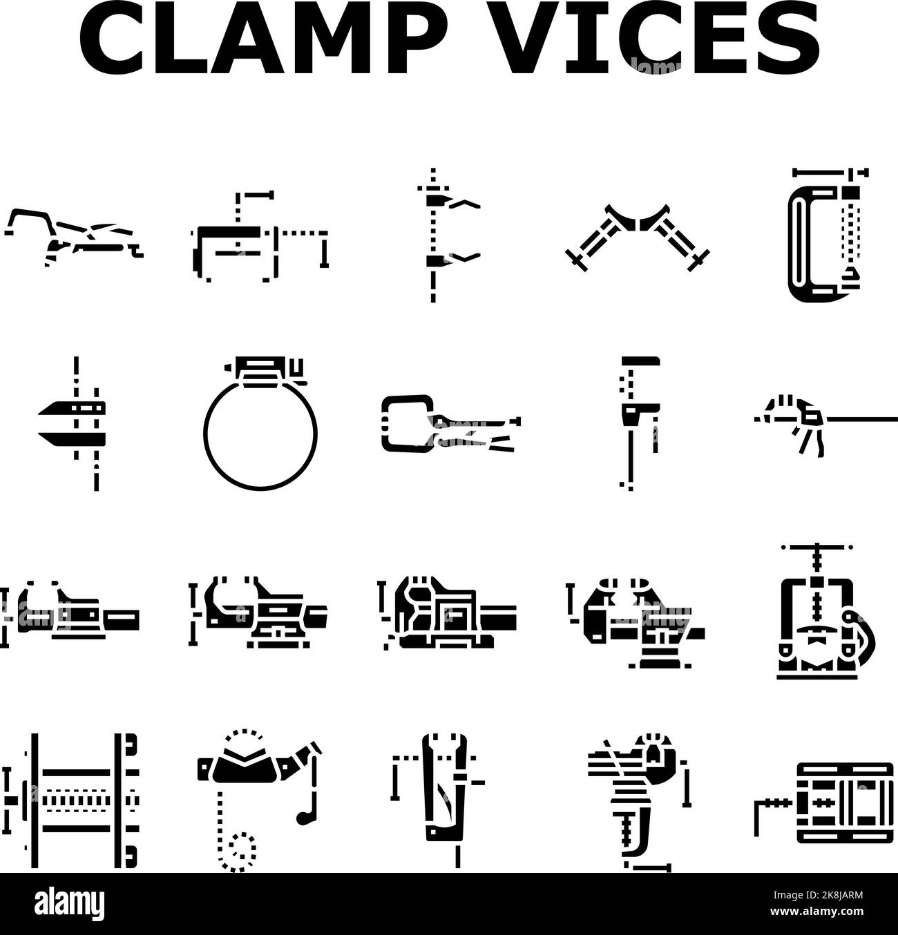 clamp vice grip tool metal icons set vector Stock Vector Image & Art ...