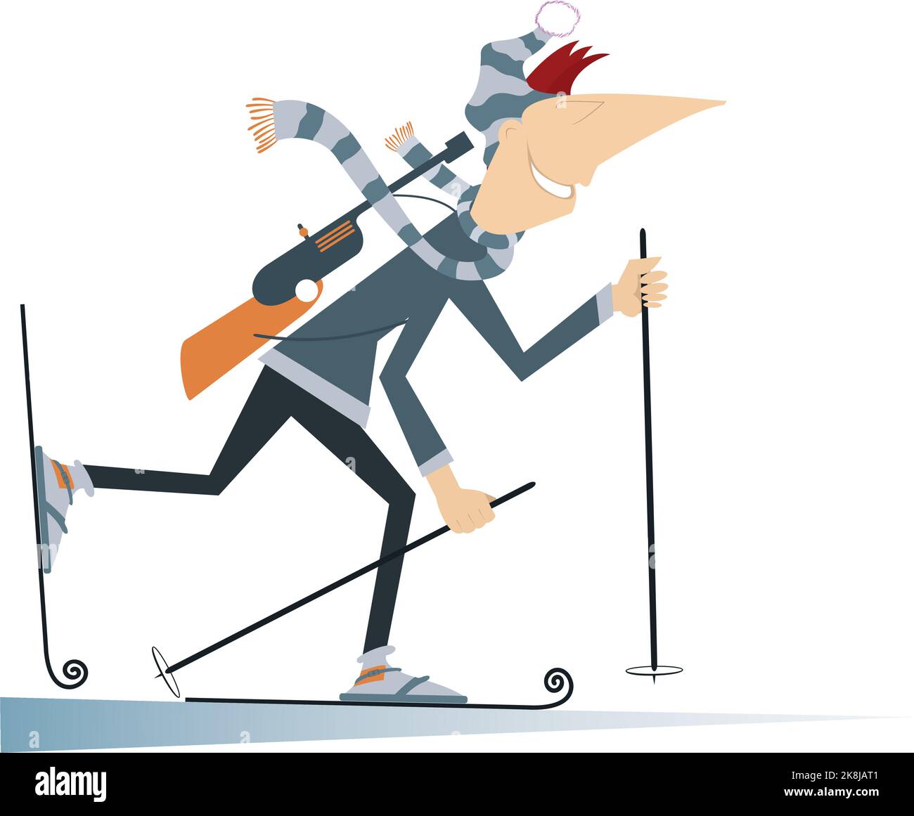 Cartoon biathlon competitor illustration Stock Vector Image & Art - Alamy