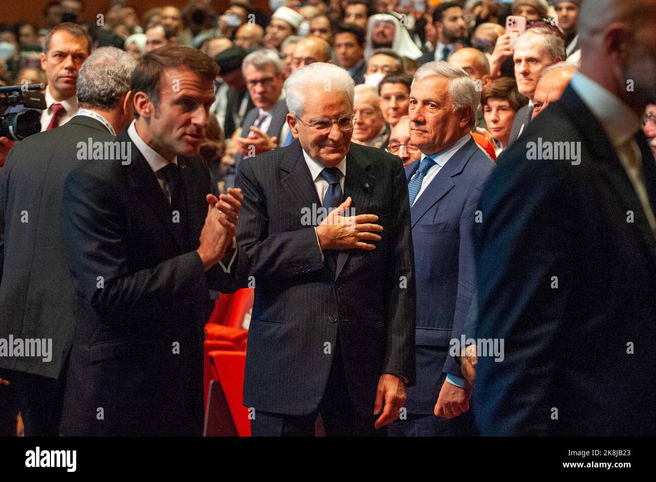 Italy, Rome, 22/10/23 . from left: Marco Impagliazzo, Emmanuel Macron ...