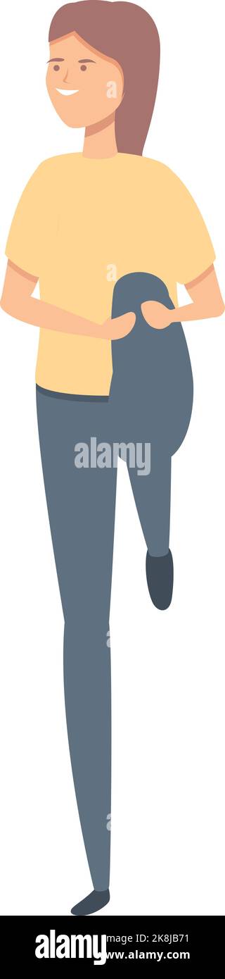 Gym stretch icon cartoon vector. Sport kid. Training woman Stock Vector ...