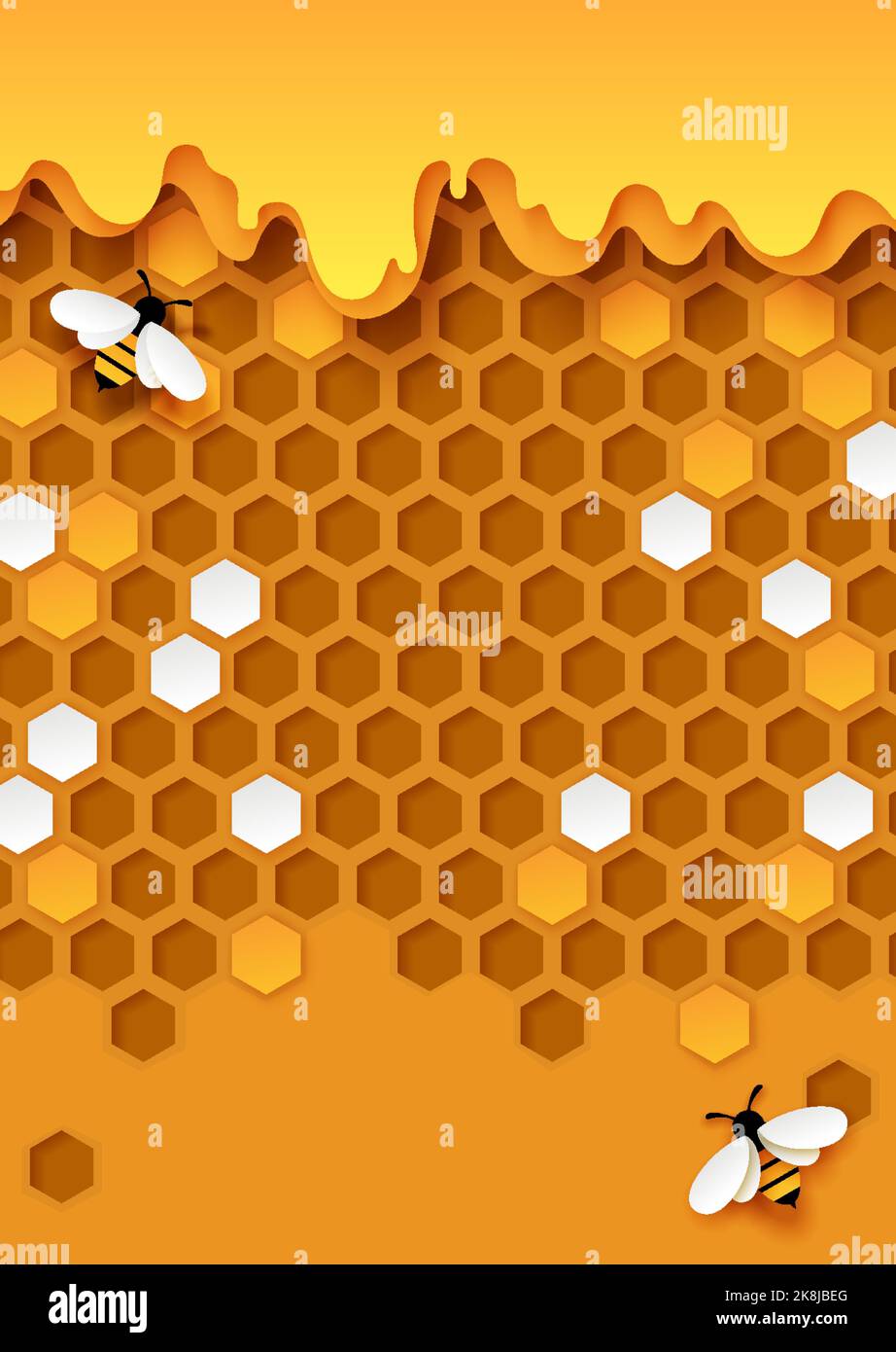 Honey vector background with bee and honeycomb Stock Vector Image & Art ...