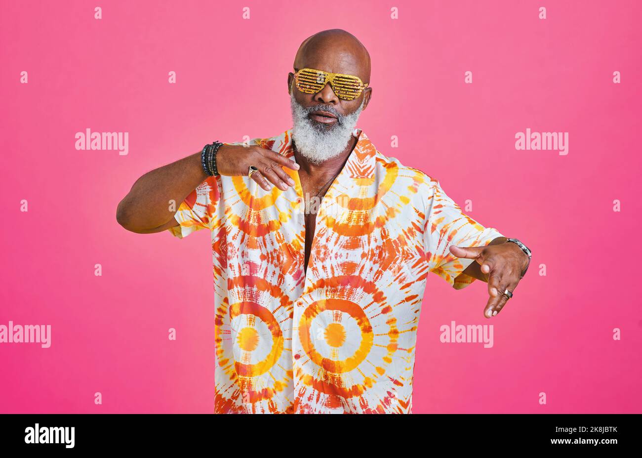 I can teach these new guys a few moves. a funky and stylish senior man ...