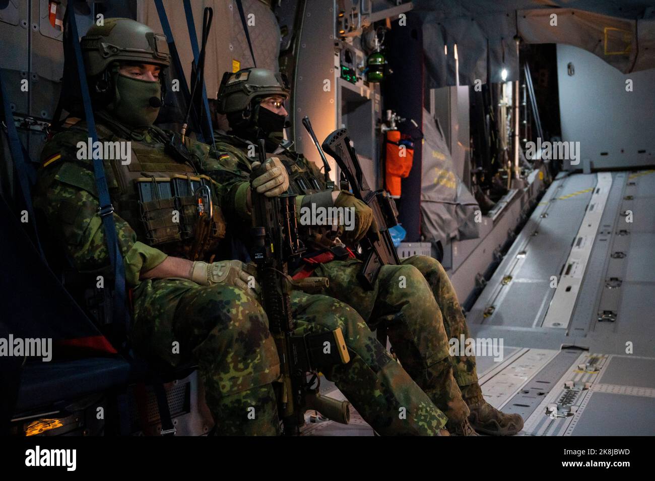 Estonia. 24th Oct, 2022. Soldiers sit in an Airbus A400M transport ...