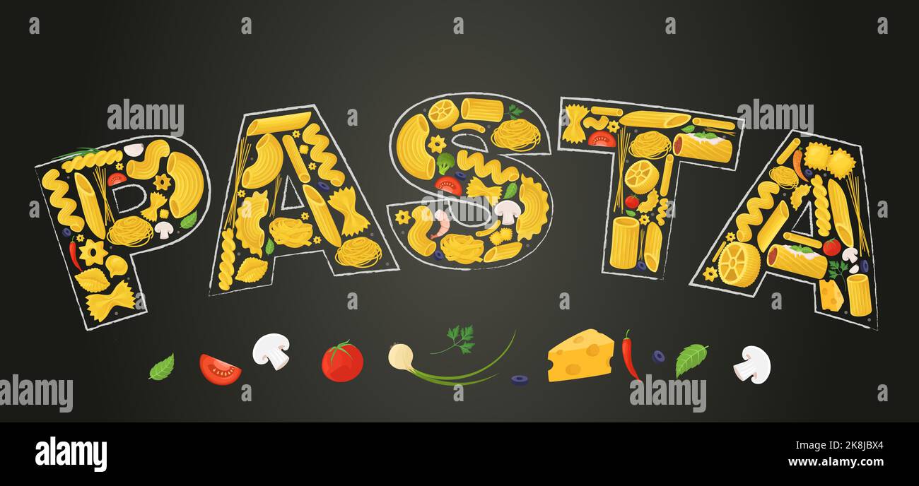 Pasta sign food vector poster banner template Stock Vector Image & Art ...