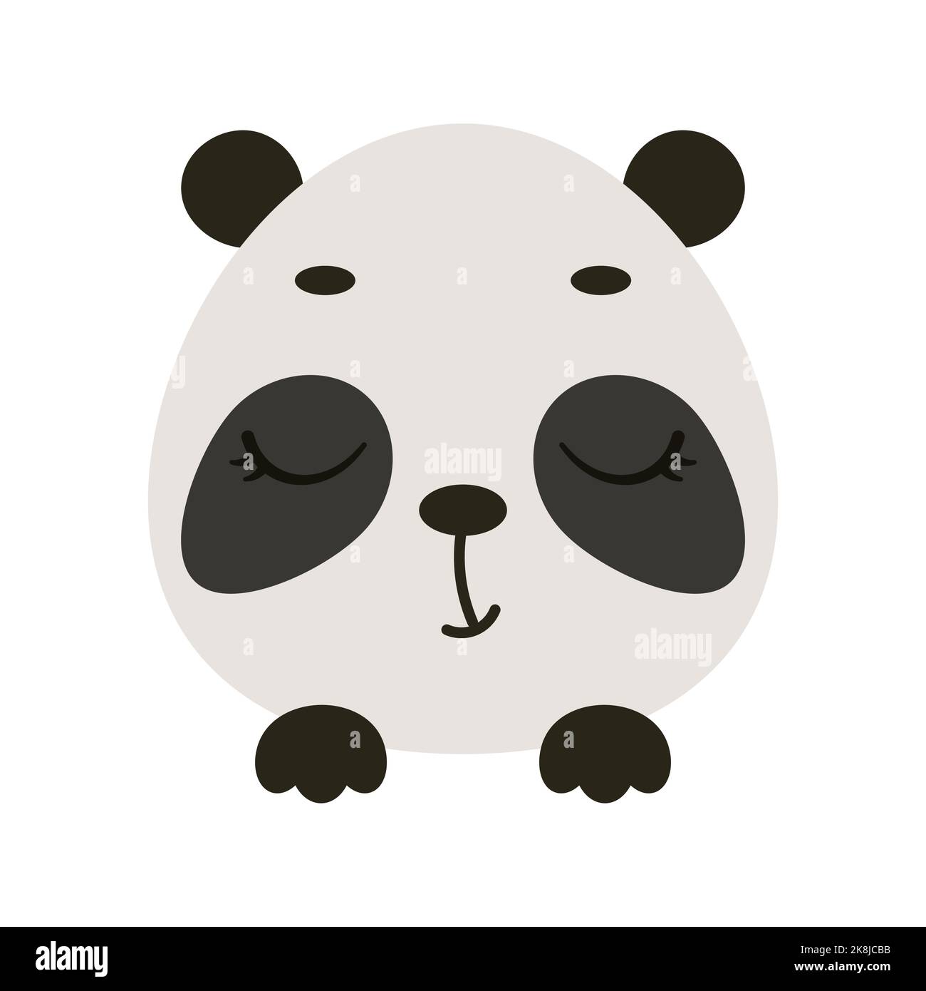 Cute little panda head with closed eyes. Cartoon animal character for ...