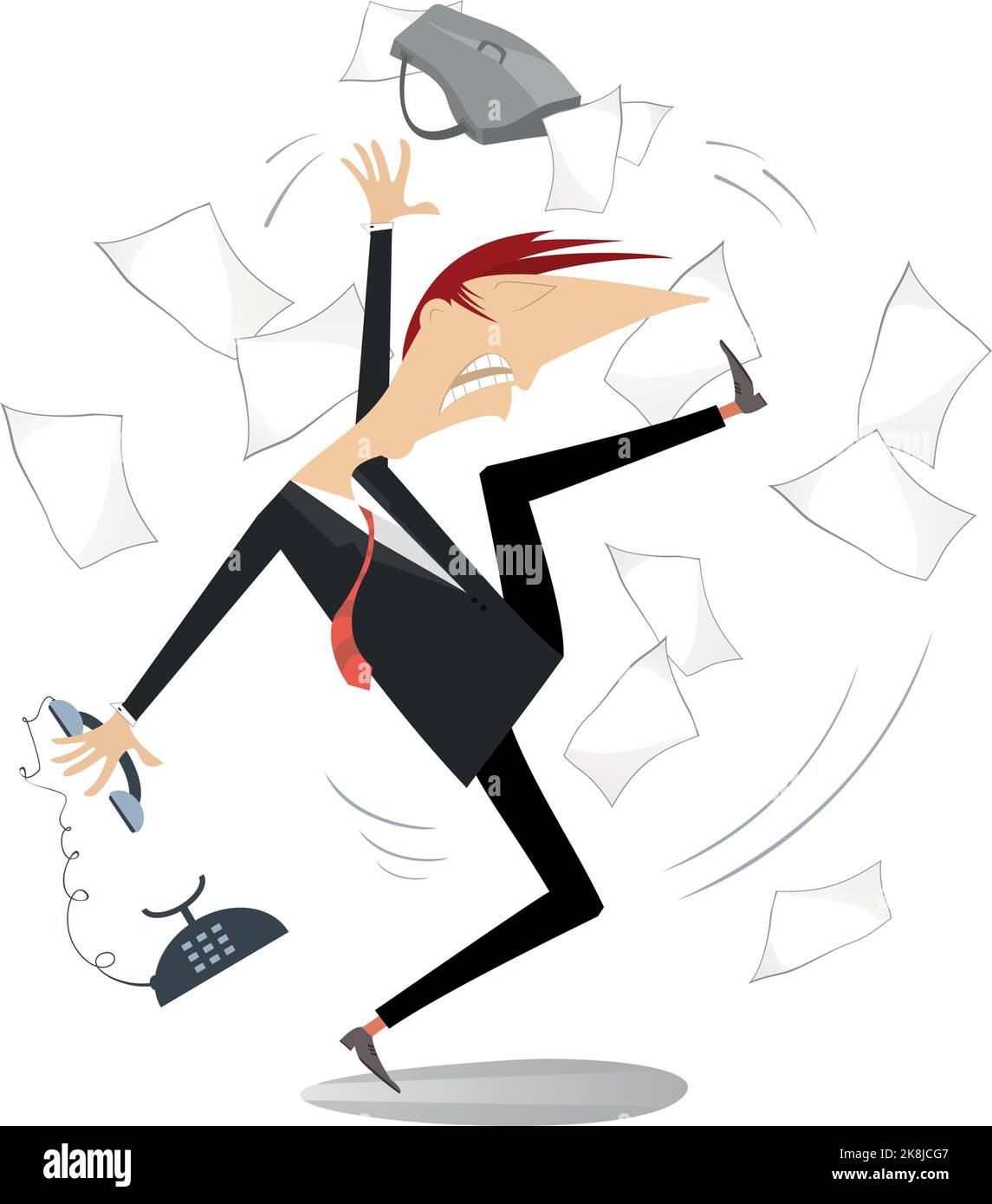 Angry businessman isolated illustration. Angry and upset man throws ...