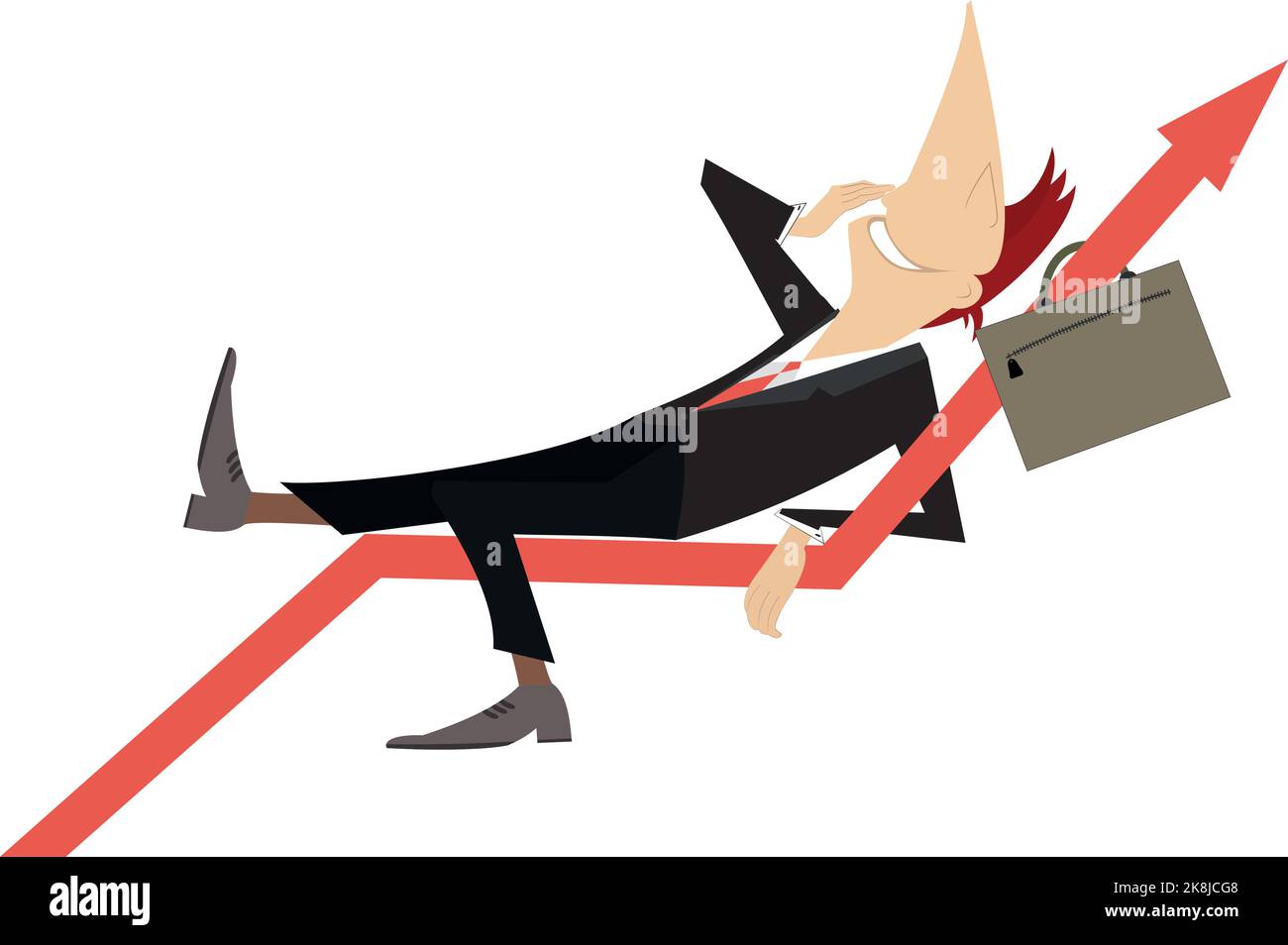 Business concept illustration. Smiling businessman has a rest lying on ...