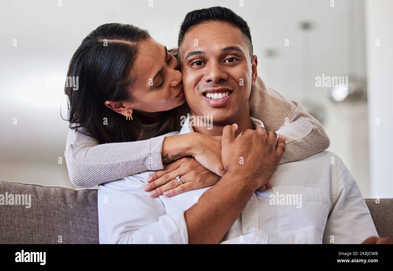 Couple Kiss And Cheek For Hug Love And Care Relationship Romance