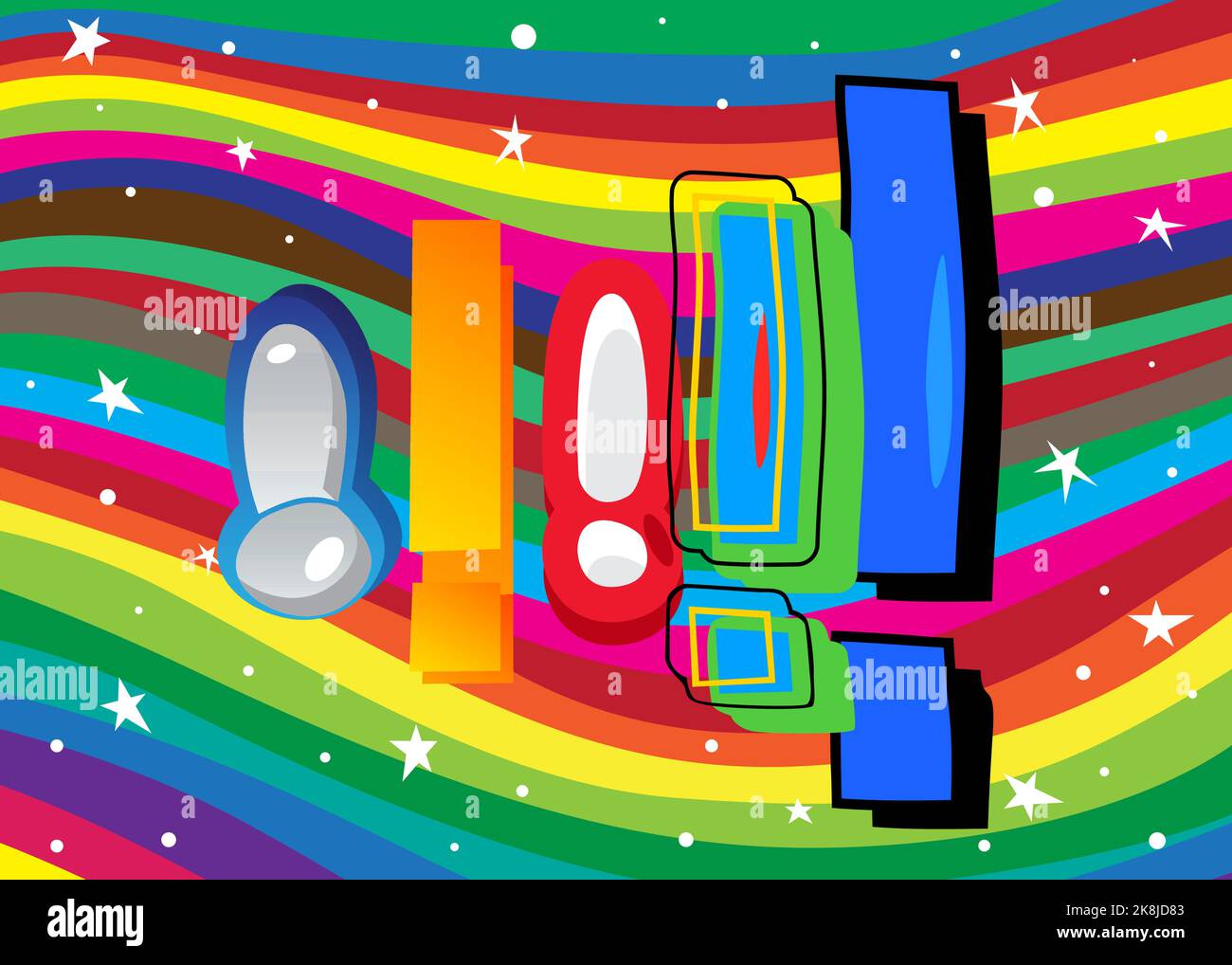 Exclamation mark, Social media notification sign written with Children ...