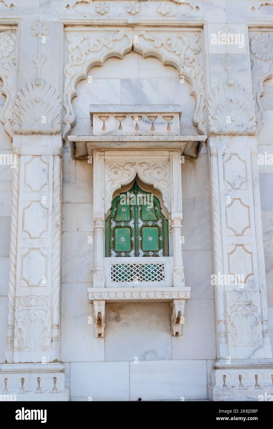 isolated vintage white marble window artistic design from flat angle ...