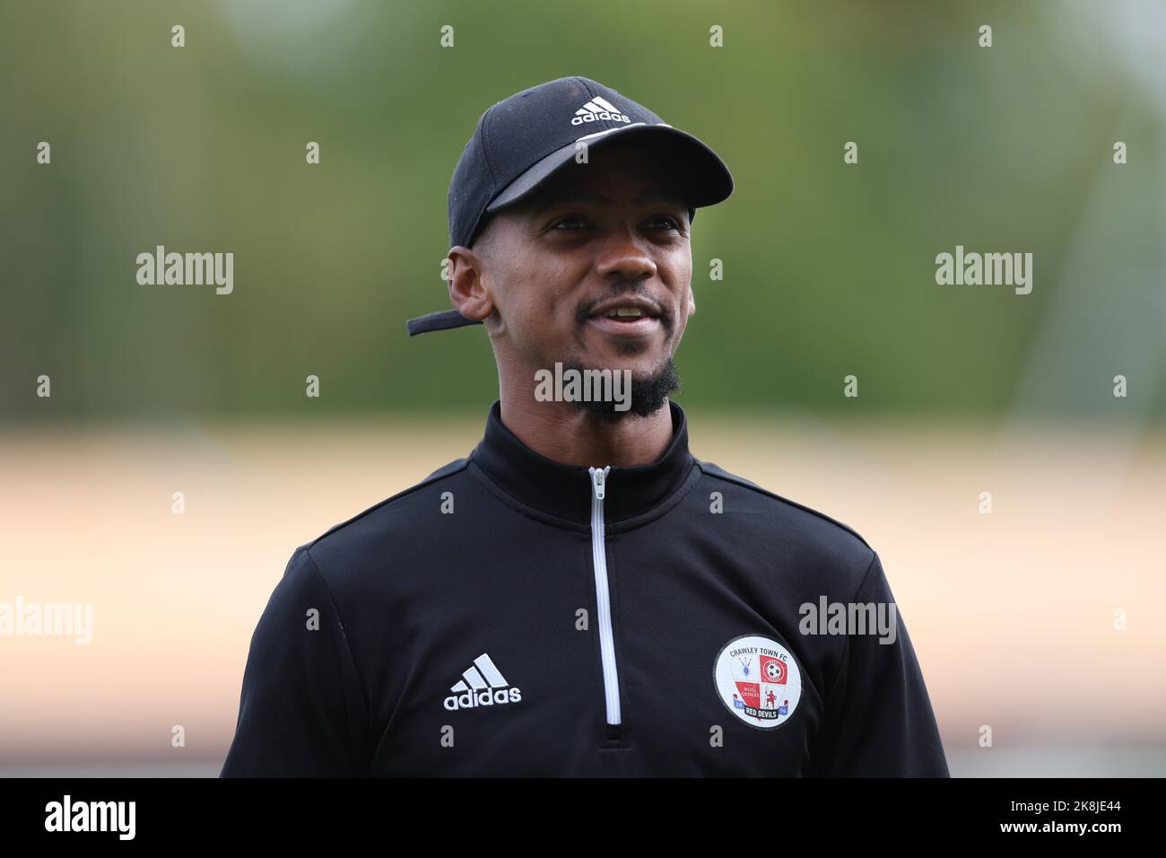 Crawley Town interim coach Lewis Young seen during the EFL League Two ...