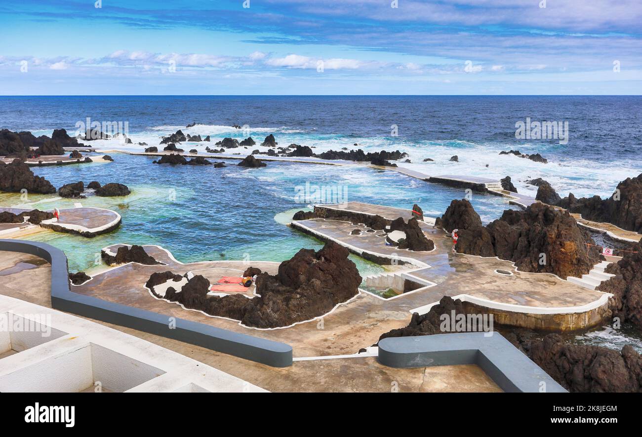 Volcanic lava swimming pool at Porto Moniz, Madeira Island, Portugal Stock Photo - Alamy