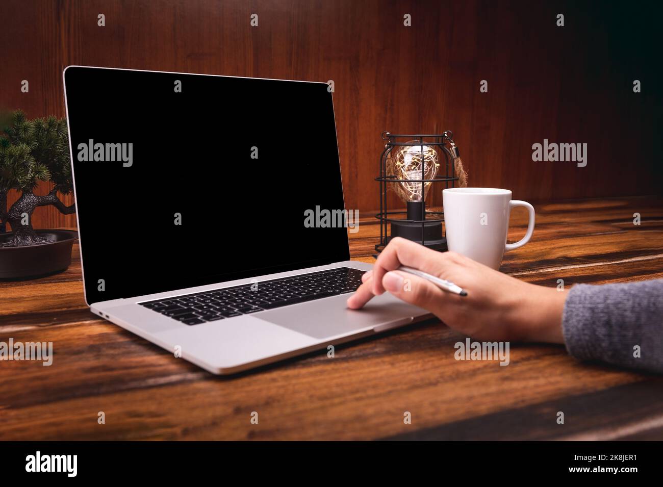 home office during covid. work with a cope of coffee. it's relaxing and ...