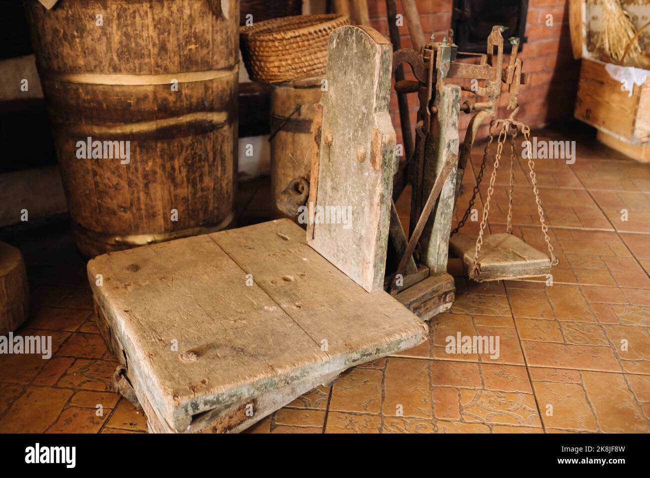 Old equipment scales in rural areas in villages Stock Photo - Alamy