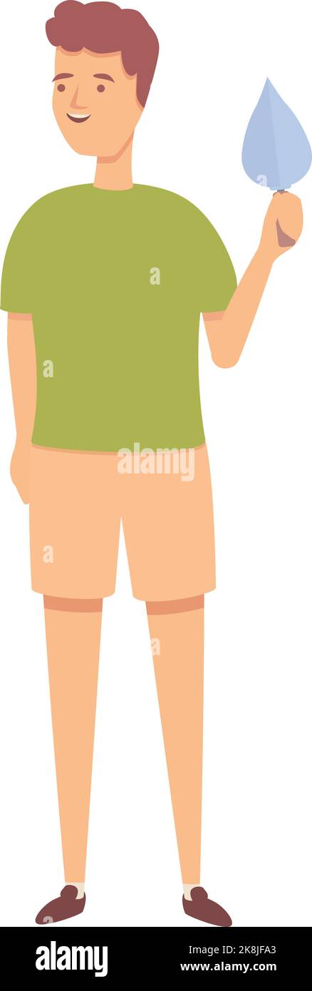 Boy take plant shovel icon cartoon vector. Garden kid. Nature tree ...