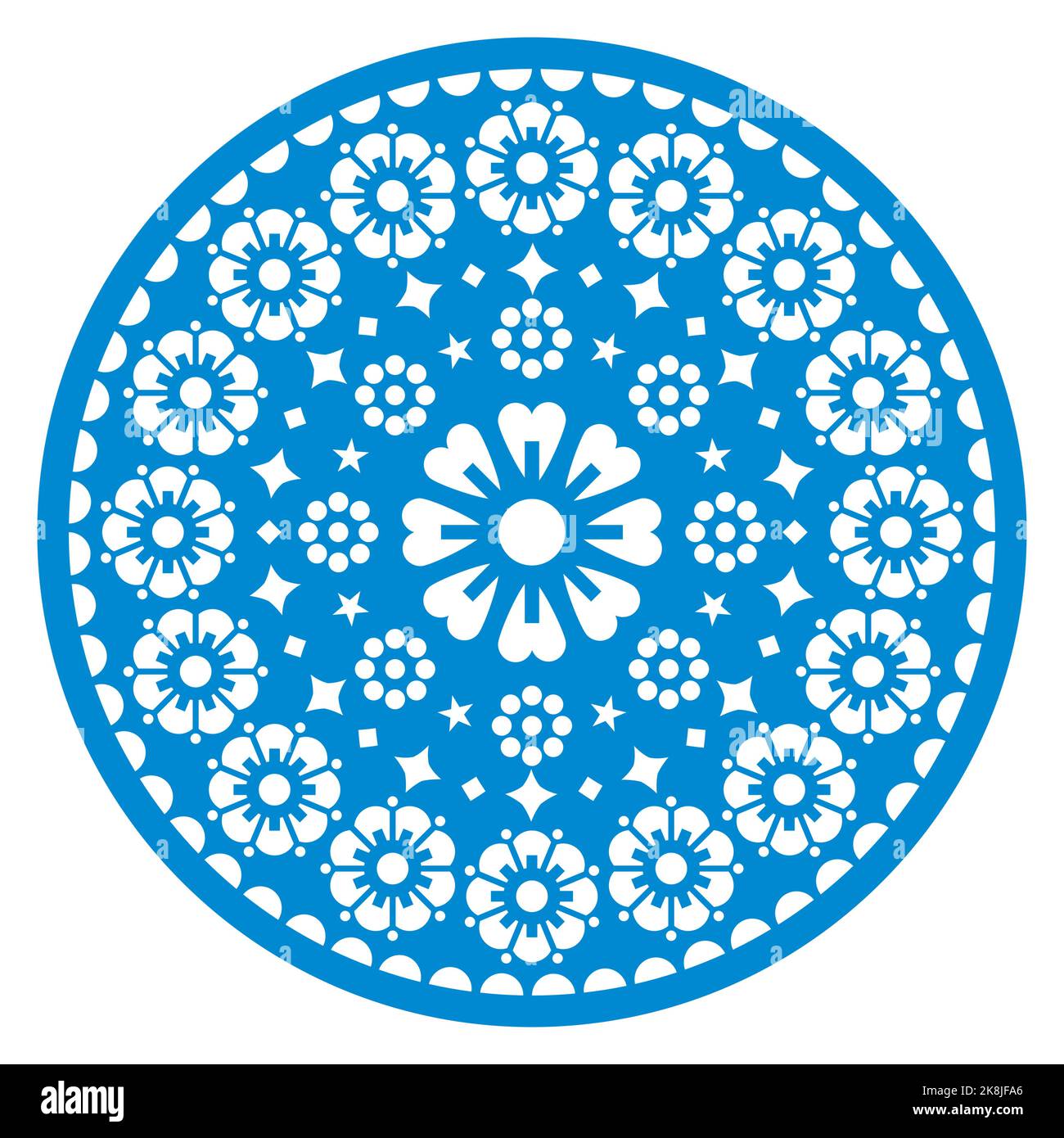 Papel Picado vector mandala design with floral and geometric pattern ...