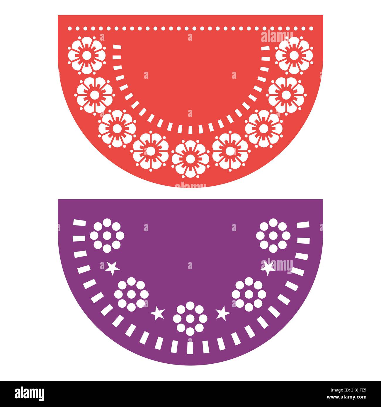 Papel Picado vector template design set of two party decorations ...