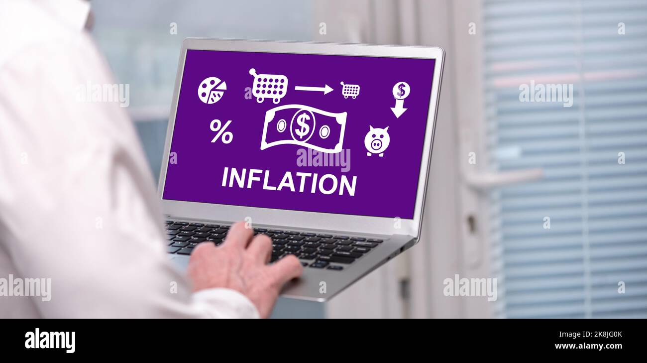 Laptop screen displaying an inflation concept Stock Photo - Alamy