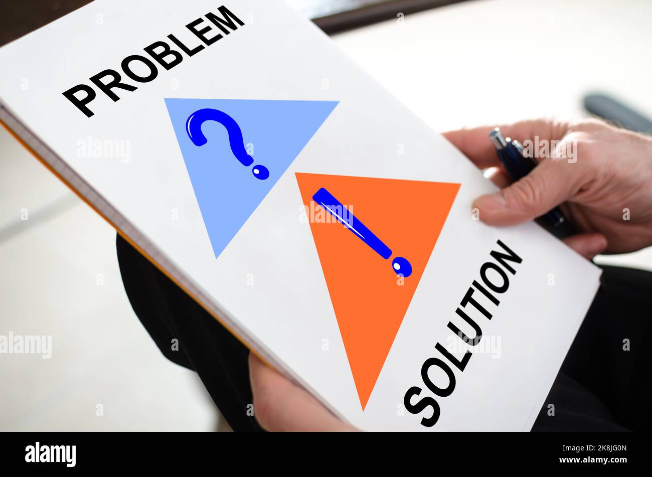 Problem and solution concept on a paper held by a hand Stock Photo - Alamy