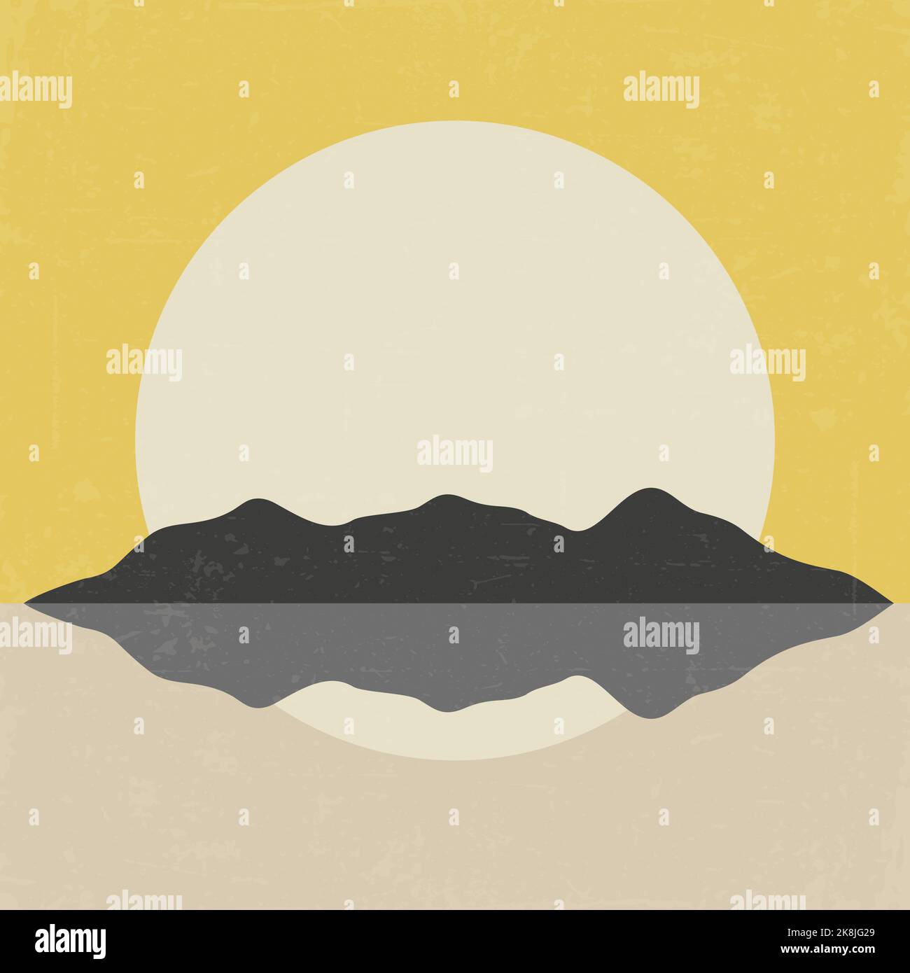 Japanese mountains landscape square illustration Stock Vector Image ...