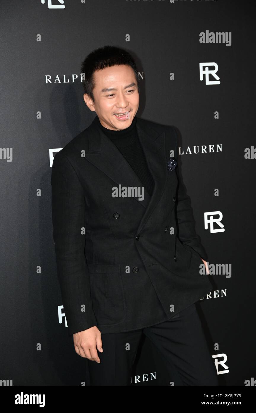 Chinese actor Deng chao presents at 2023 Spring Summer Raulph Lauren Fashion Show on the red ...